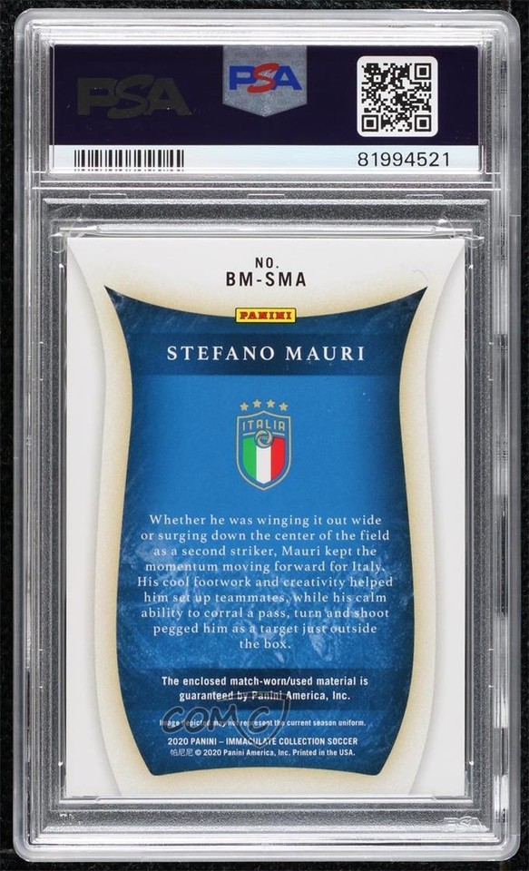2020 Panini Immaculate Boot Memorabilia Sapphire /15 Stefano Mauri #BM ...
