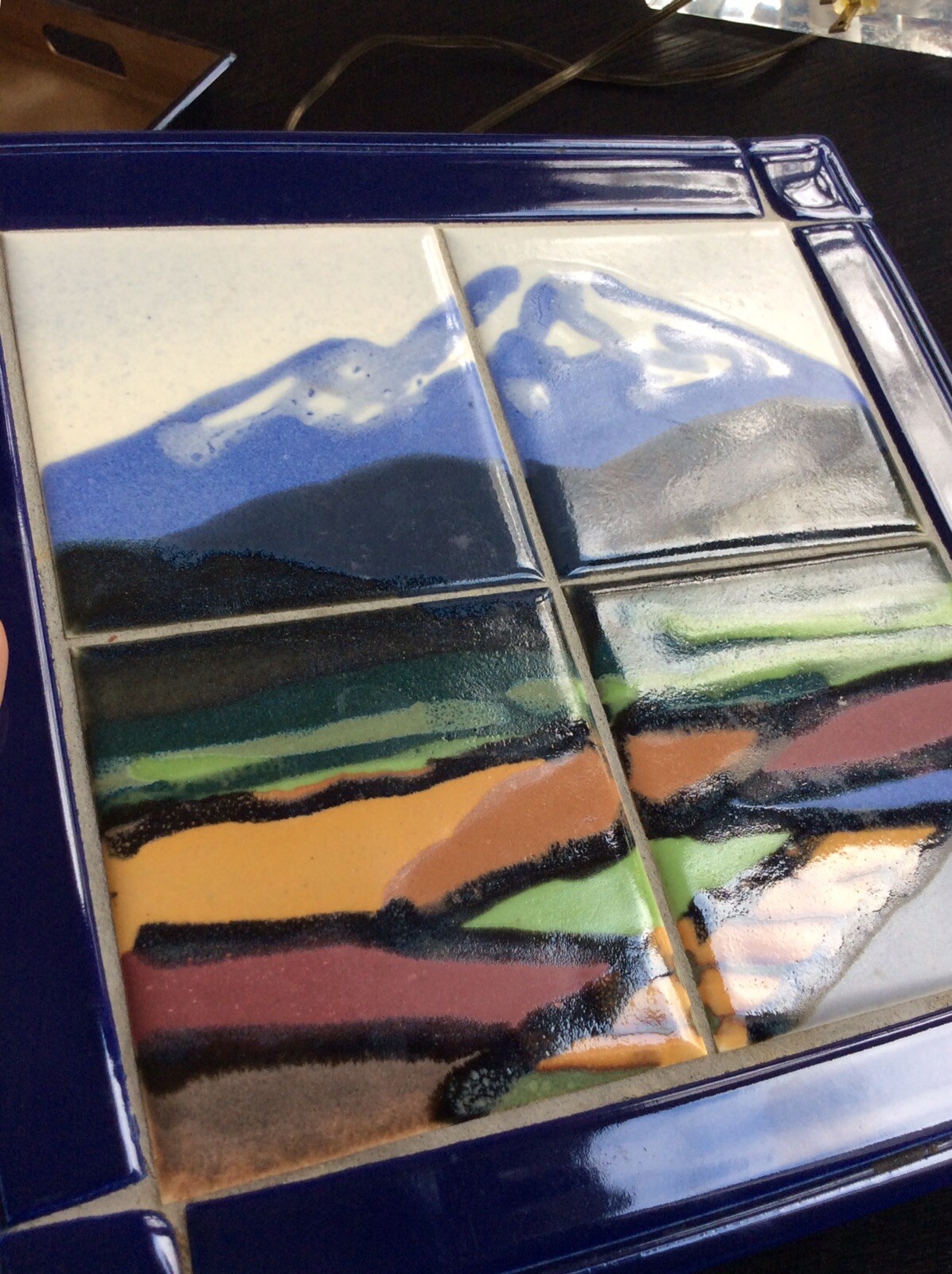 PAUL LEWING - Hand Made Tile 4 Piece Collage NW Artist Seattle Ferry Mt ...