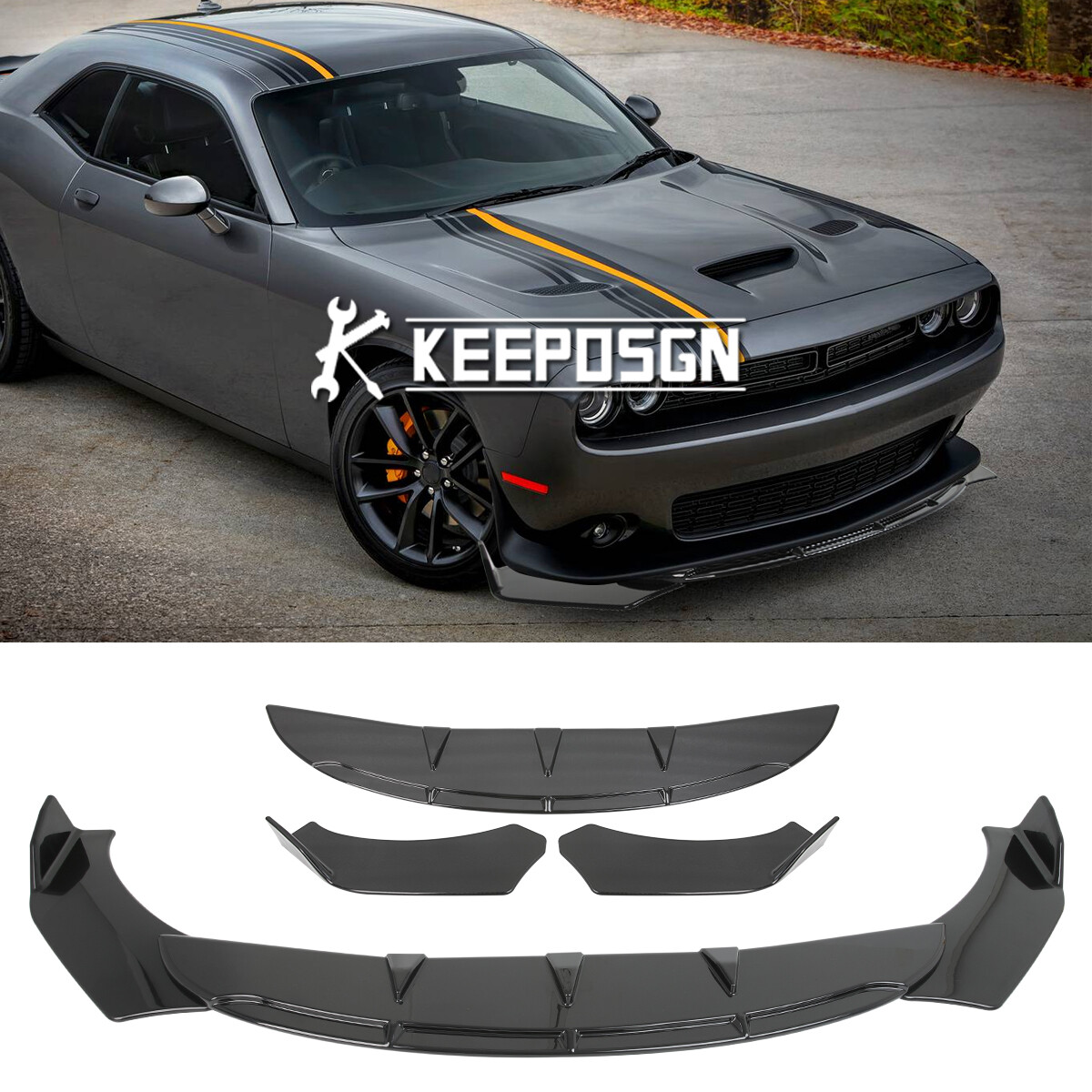 For Dodge Challenger SXT RT Front Bumper Lip Splitter Spoiler Chin ...