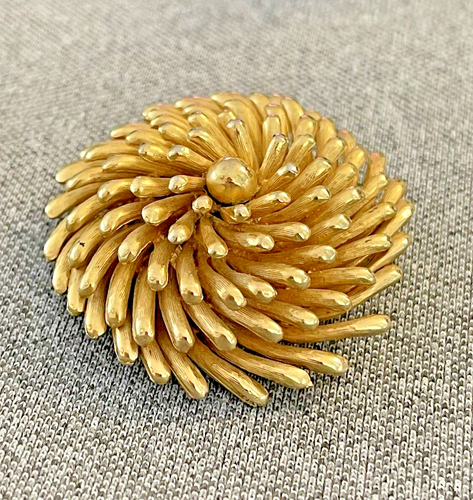 Signed M. BOUCHER Domed Gold Tone Flower Swirl Pin Brooch Vintage ...