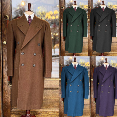 Vintage Men's Long Overcoats Double Breasted 100% Cashmere Business ...