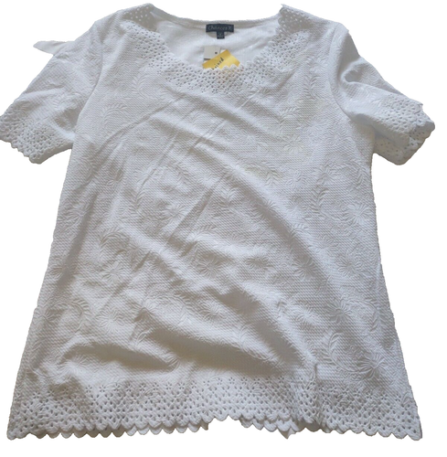 Chances R Womens Embossed Top Size Medium White Shirt-New W Stain-SHIPS ...