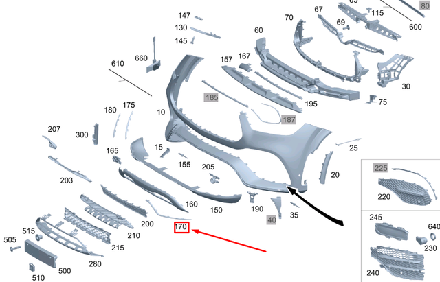 Mercedes-Benz GLE W167 Front Bumper Trim Right Side P/n A1678856903 Ref ...
