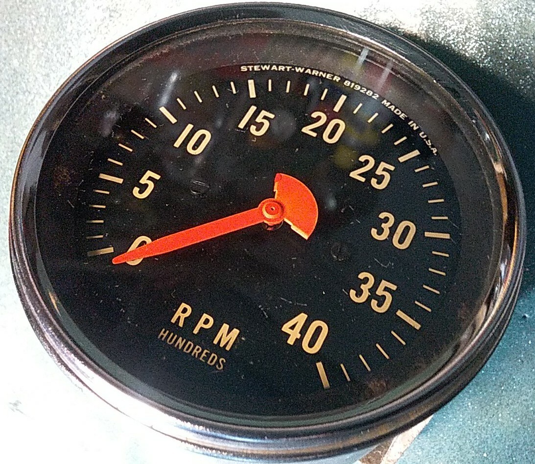 Vintage Stewart Warner 4000 RPM Tachometer Gauge SCTA Hotrod Dash Panel ...