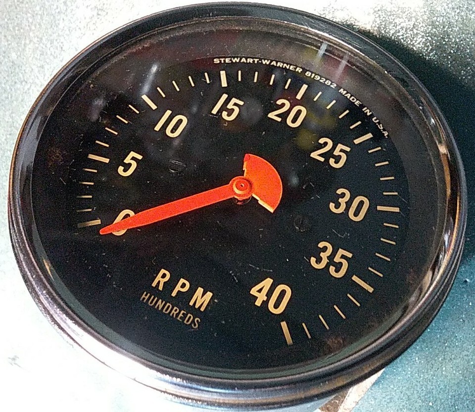 Vintage Stewart Warner 4000 RPM Tachometer Gauge SCTA Hotrod Dash Panel ...