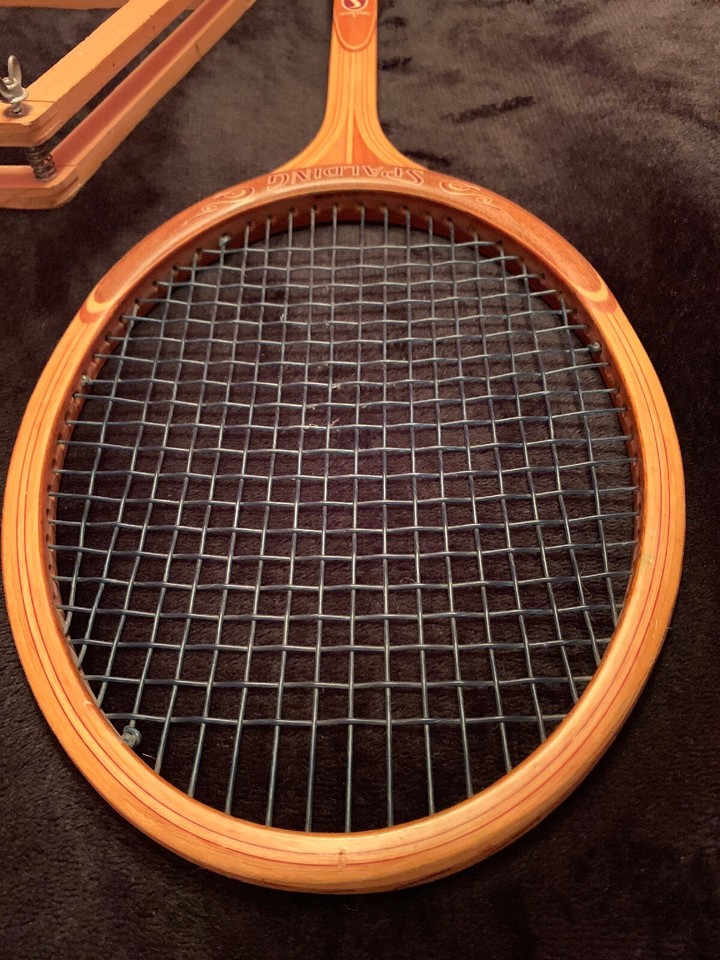 SPALDING NATURAL Wood Tennis Racquet With Head Guard - Made In BELGIUIM ...