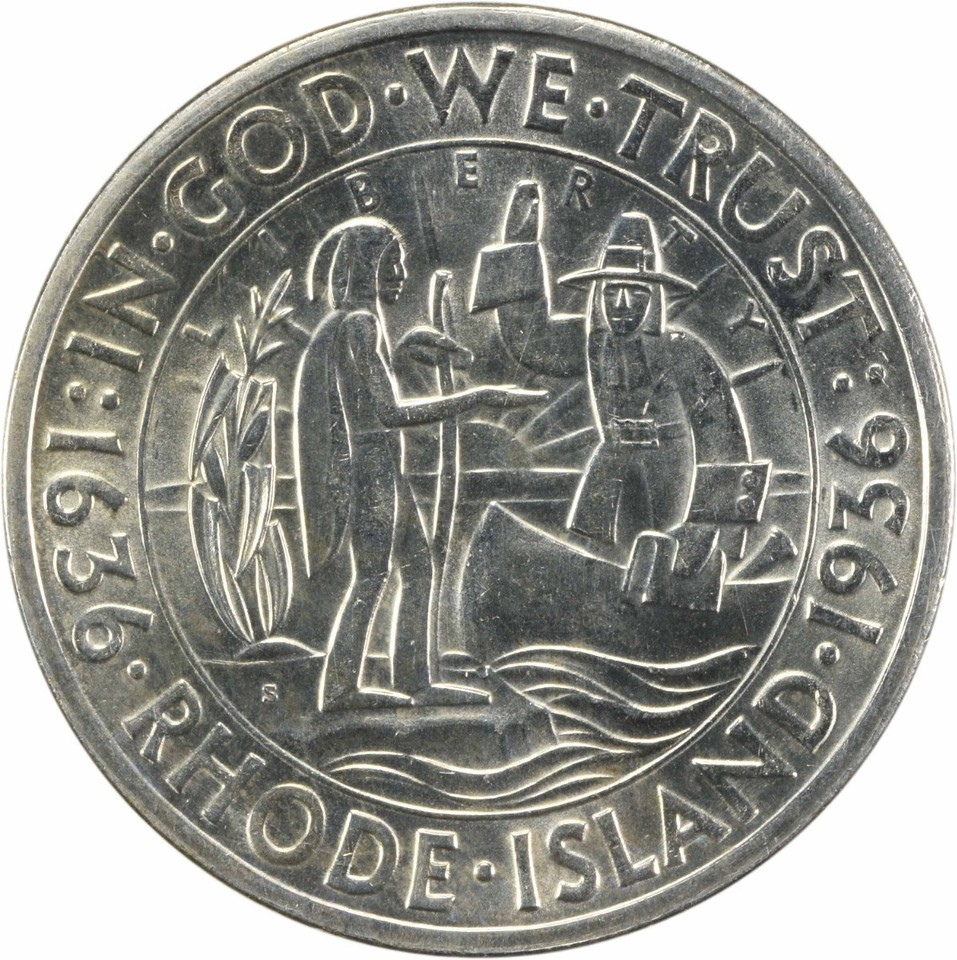 Rhode Island Commemorative Silver Half Dollar 1936-S Choice BU ...