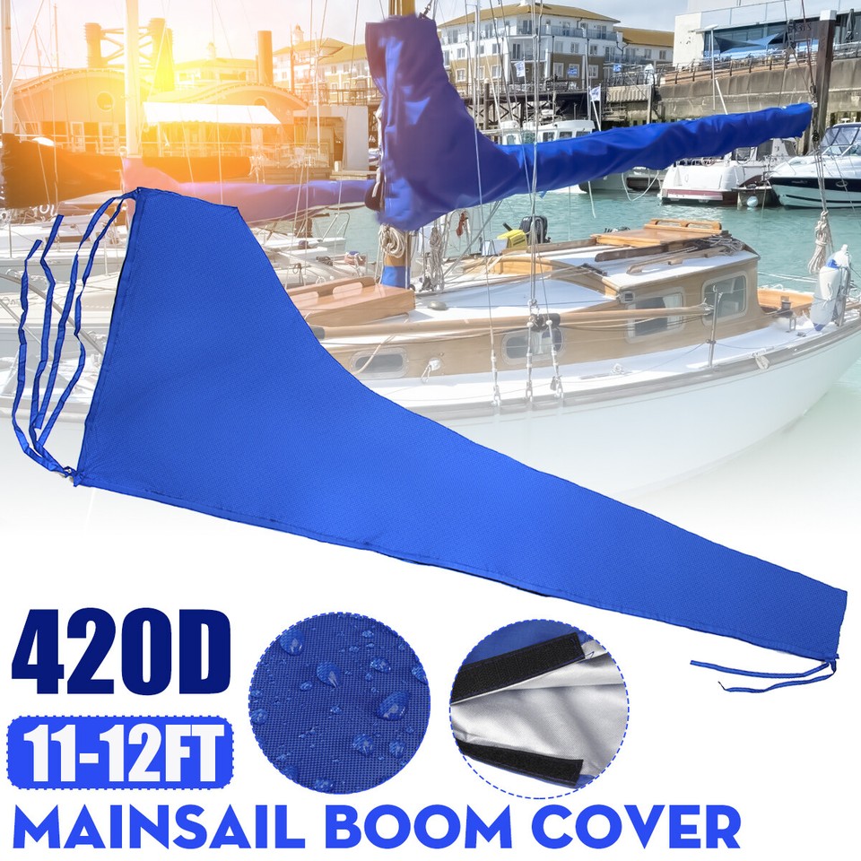 9-12ft Mainsail Boom Cover 420D Waterproof Fabric Blue Boat Sail Cover ...