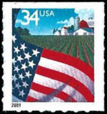 US #3450 MNH 2000 Flag Clouds Farm Barn Fields [ATM Booklet Single] | eBay