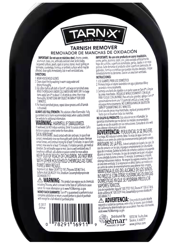 Tarn-X Tarnish Remover For Sterling Silver, Platinum, Copper, Gold ...
