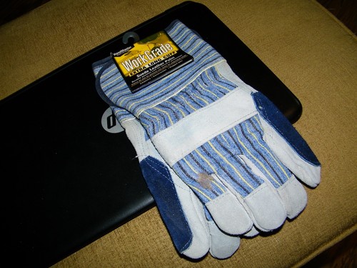 HAndmaster Work Grade Extra Long Cuff Suede Leather Palm Gloves Size L ...