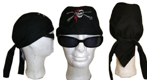 Jolly Roger Red Hat Solid Skull and Bones Pirate Do Rag Skull Cap Head ...