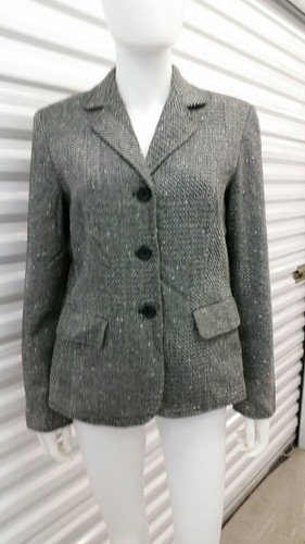 Coldwater Creek Gray/ Black Wool Herringbone Gold Sparkly Jacket~Size ...