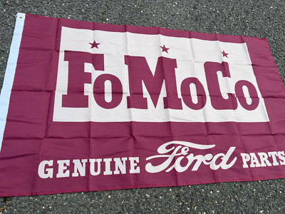 FORD MOTOR COMPANY FOMOCO GENUINE FORD PARTS VINTAGE LOGO SIGN FLAG ...