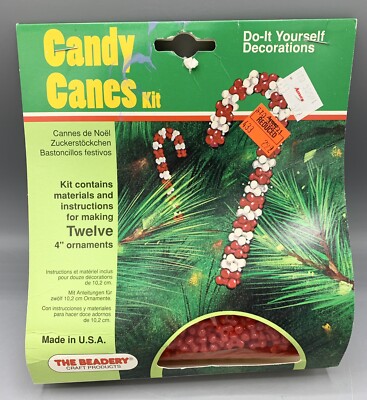 NEW Vintage The Beadery Candy Canes Beaded Christmas Ornaments Kit ...