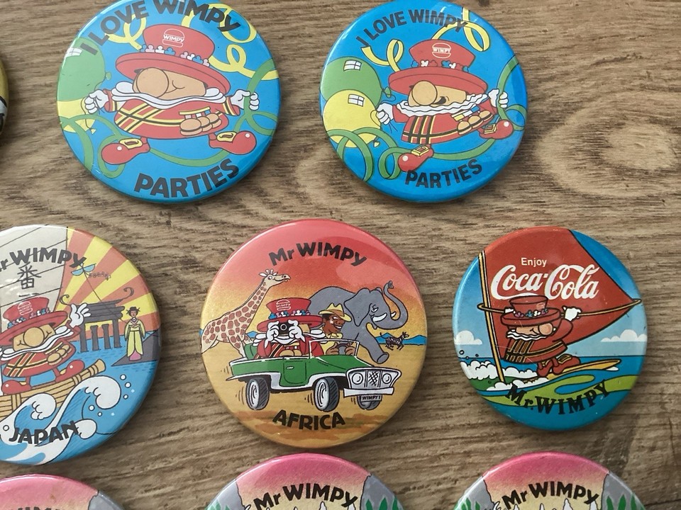 11 Mr Wimpy Wimpy Restaurants Pin Badges Advertising Collectables 1980 ...