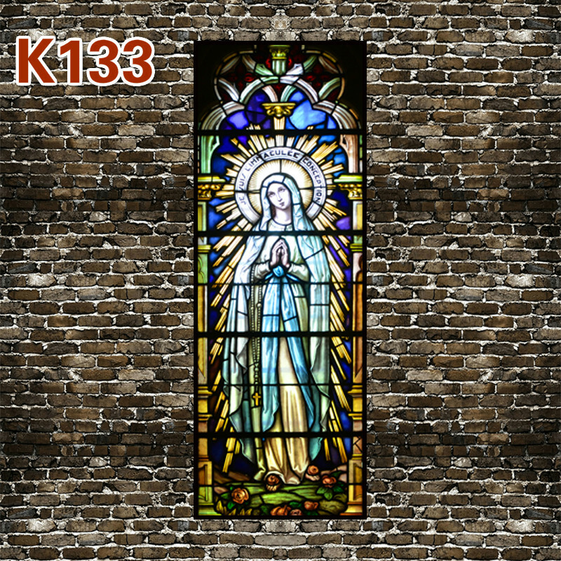 Self-adhesive Window Film Church Stained Glass Sticker Opaque Retro ...