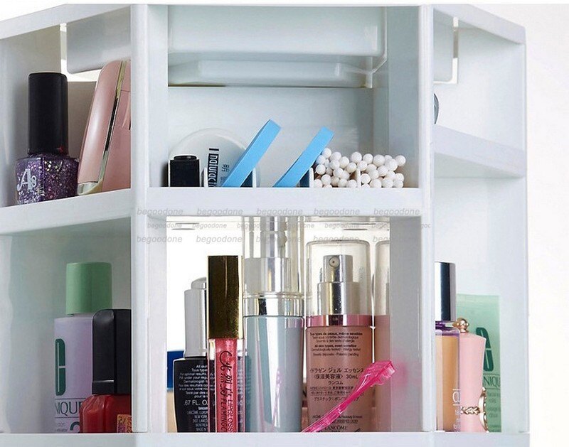 360 Degree Rotating Spin Cosmetics Storage Organizer Makeup Brushes ...