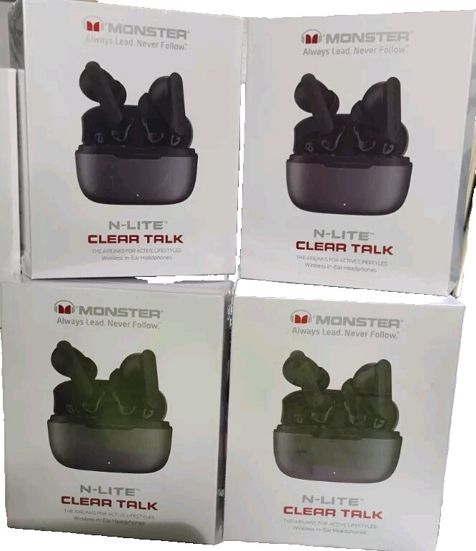 Monster N-Lite Clear Talk Wireless Earbuds Bluetooth 5.3 Headphones ...