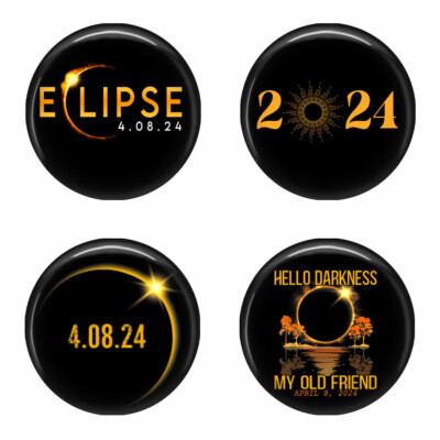 SET OF 4 Total Solar Eclipse Magnets April 2024 Souvenir Memorabilia 2. ...