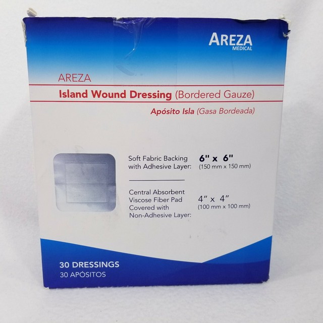 Bordered Gauze Island Wound Dressing 6x6" Sterile Latex 30pcs Medical ...