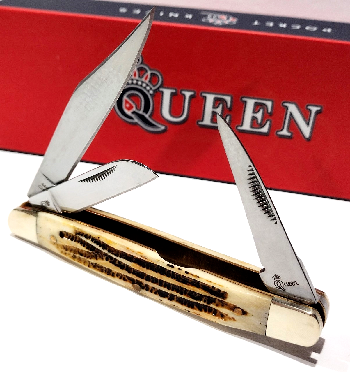 Queen Cutlery Company Stockman Winterbottom Jigged Bone Coping Pocket ...