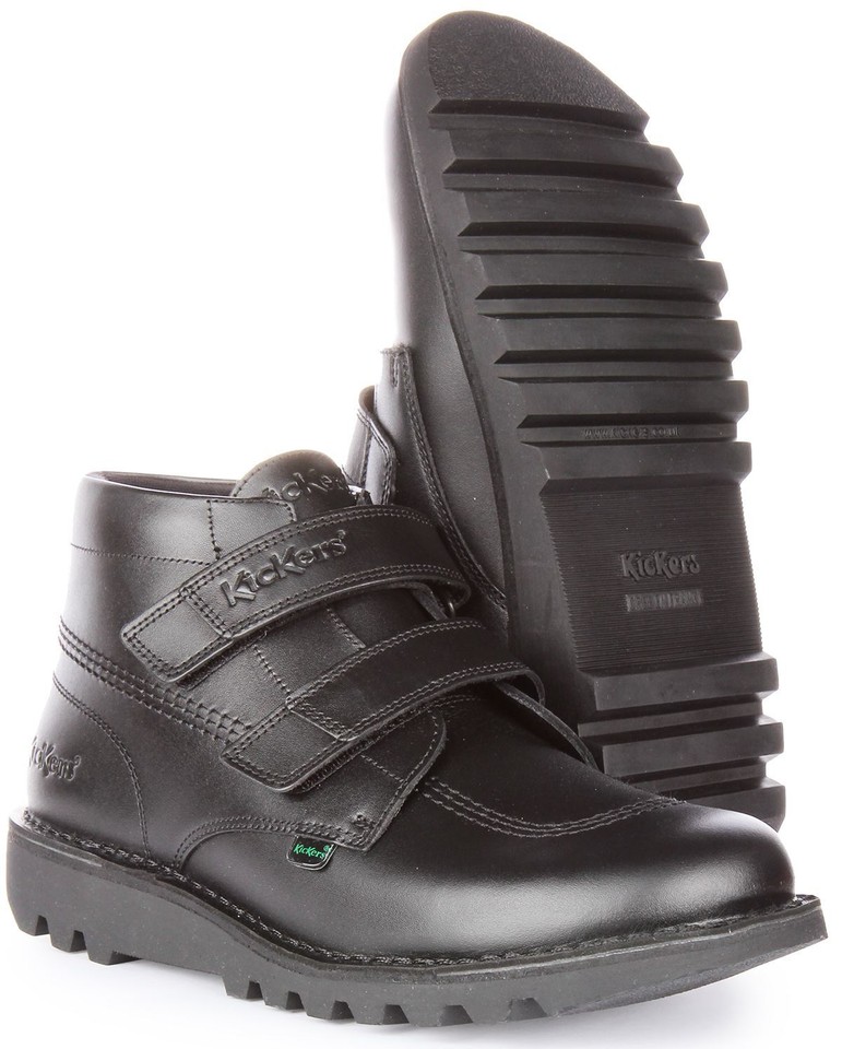 Kickers Kick Hi Fast Fasting Dual Strap Easy On Trainer Black Mens UK 6 ...