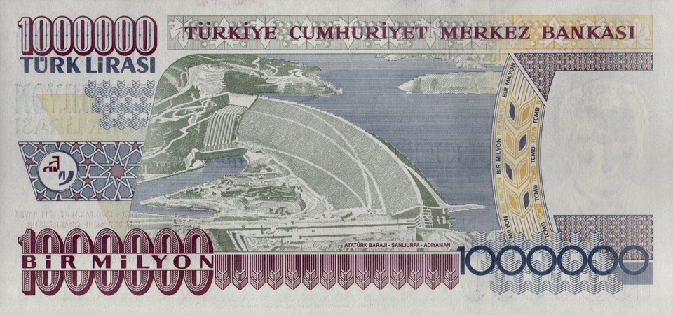 TURKEY 1,000,000 Lira qty 5 (5 MILLION TL Total) 1970-2002 UNC BANKNOTE ...