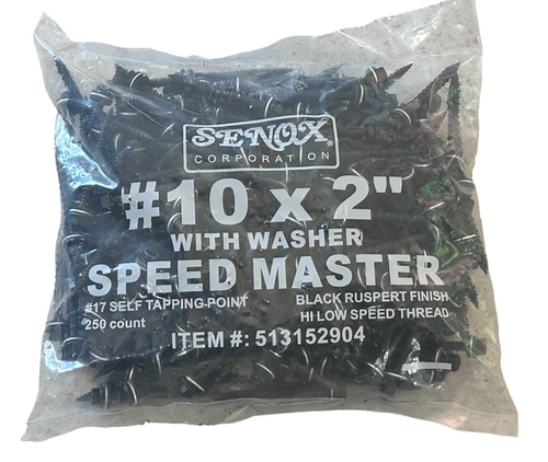 (250) Speed Master #10 x 2" Black Ruspert Metal Gutter Hex Head Screw w ...