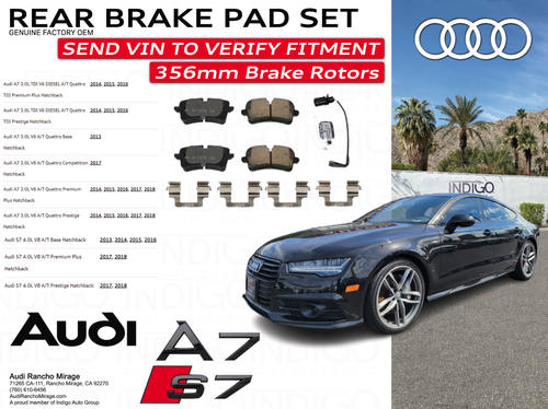 Genuine OEM Rear Disc Brake Pad Set with Clips For Audi A7 S7 (SEND VIN ...