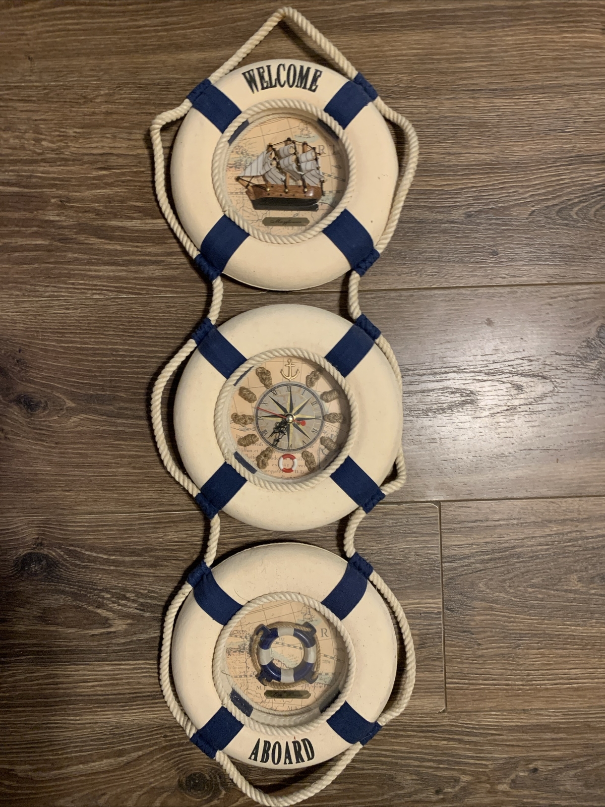 3D Nautical Wall Clock Welcome Aboard Life Preserver Buoy Mayflower ...