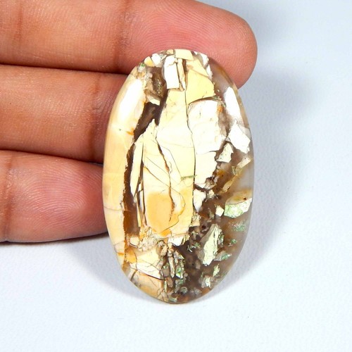 Yellow Brecciated Mookaite Cabochon Oval Natural Gemstone Loose 34 Cts ...