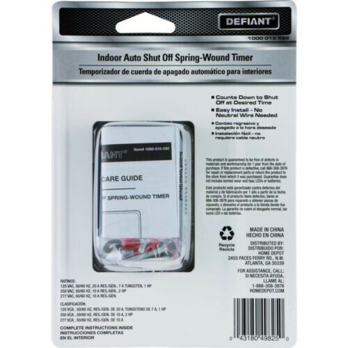 Defiant 20 Amp 60-Minute In-Wall Spring Wound Timer Switch Stainless ...