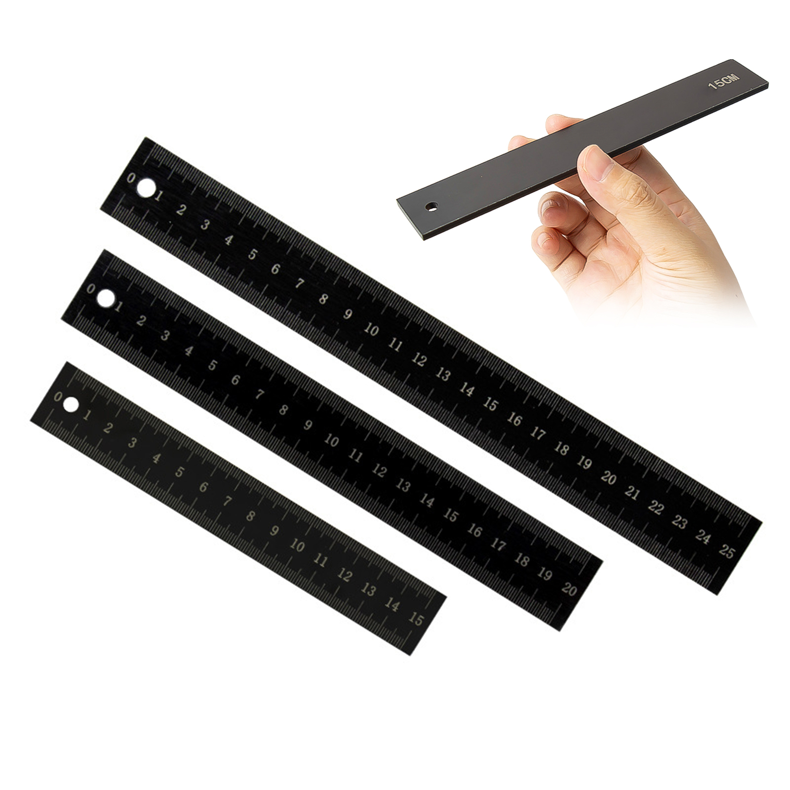 3pcs 15-25cm Portable Measuring Tool Shatterproof Straight Ruler School ...