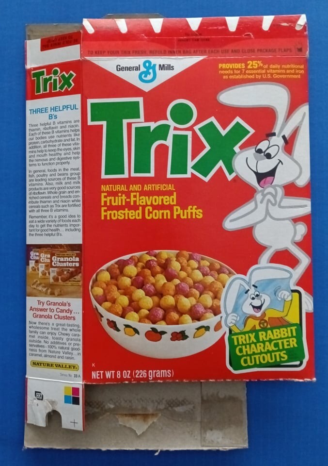 Trix Cereal Box Back
