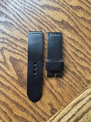 PAC Straps Horween Leather Watch Strap Band Handmade Black 24mm | eBay
