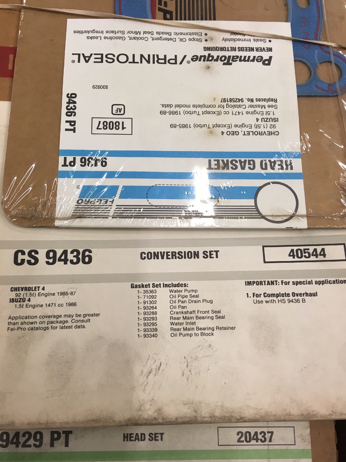 9 Fel-Pro Conversion Gaskets CS 9289 8807 9429 9436 8973 9139 9429 9078 ...