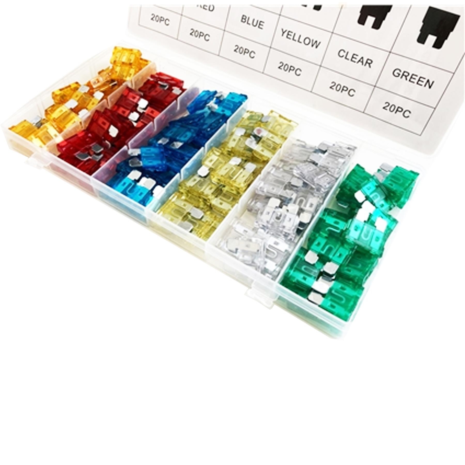 120pc Car Auto STANDARD Fuses 5 10 15 20 25 30Amp Assorted Set ...