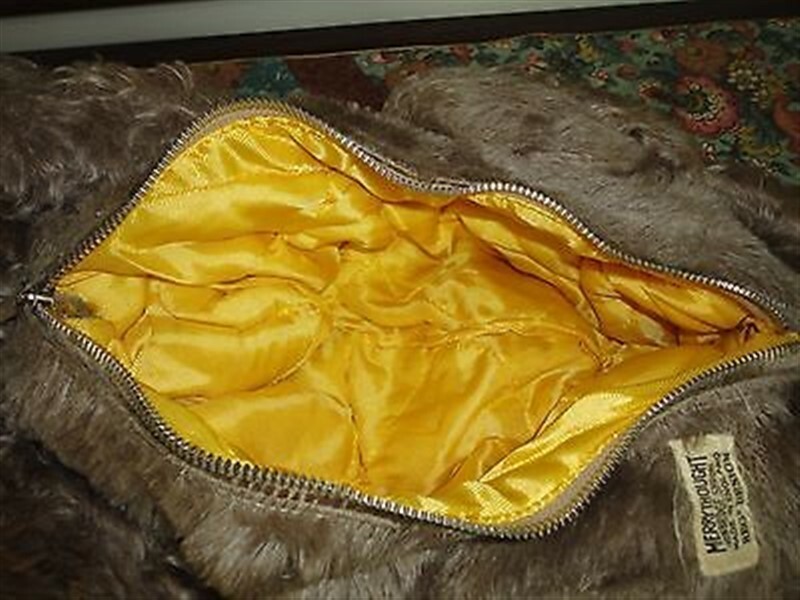 Antique 1950s Merrythought UK REGD Label Dog Pajama Case Mohair Glass ...