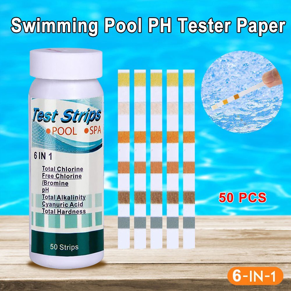 6in1 Chlorine Dip Test Strips Hot Tub SPA Swimming Pool Water PH Tester ...