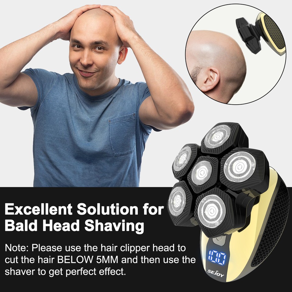 6D 5 IN 1 Shaver Cordless Hair Trimmer Bald Head Razor Electric For Men ...