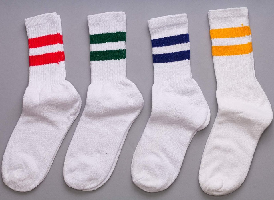 12 Pairs 1 Dozen Old School Striped Crew Socks Retro Athletic Casual ...
