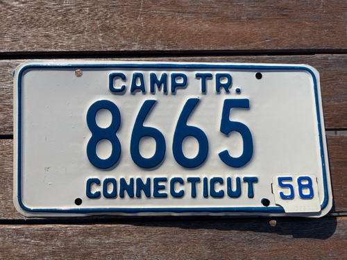 Connecticut 1958 CAMP TRAILER License Plate 8665 | eBay