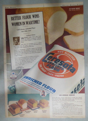 Ceresota Flour Ad: No-Knead Bread(s) ! Recipe from 1939 Size 11 x 15 ...