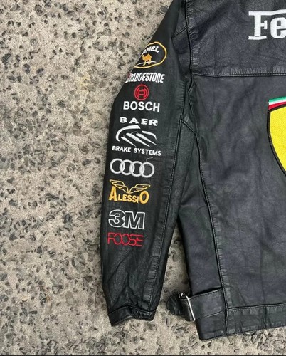 Black Ferrari Racing Leather Jacket – Vintage F1 Style | eBay