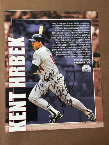 Kent Hrbek Minnesota Twins Signed Auto AUTOGRAPHED 8x10 Menards Photo ...
