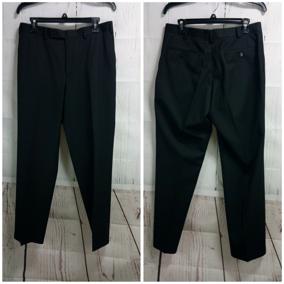 Van Heusen 44R 2 Button Black 2pc Suit 33x30 Flat Front | eBay