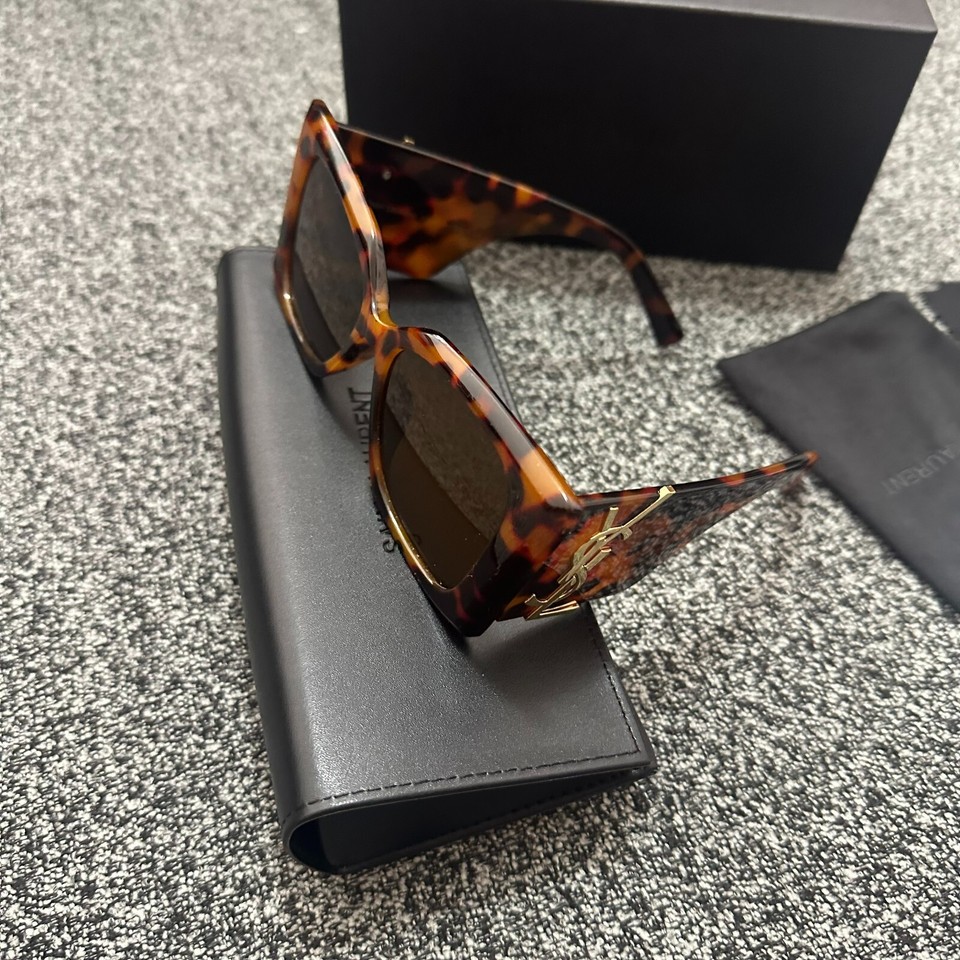 Hot! Saint Laurent SL Large Rim Sunglasses Gold Logo | eBay