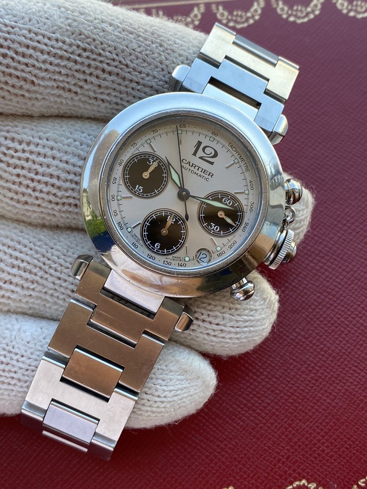 Cartier Pasha Watch Chronograph Automatic 2412 Mens 36.5mm Swiss Made ...