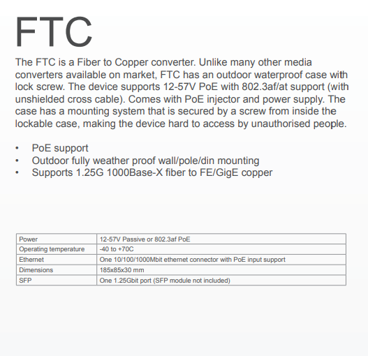MikroTik RBFTC11 Fiber to Copper Converter in Outdoor Enclosure, PoE ...